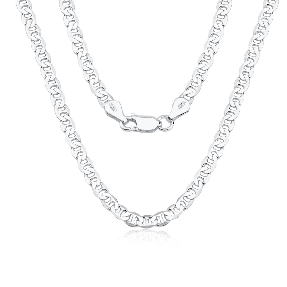 Corrente Masculina de Prata 925 Piastrine com 4mm | Aqua Joias